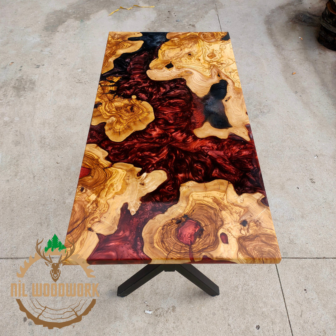 Personalized Design Resin Table, Unique Wooden Resin Table for Dining ...