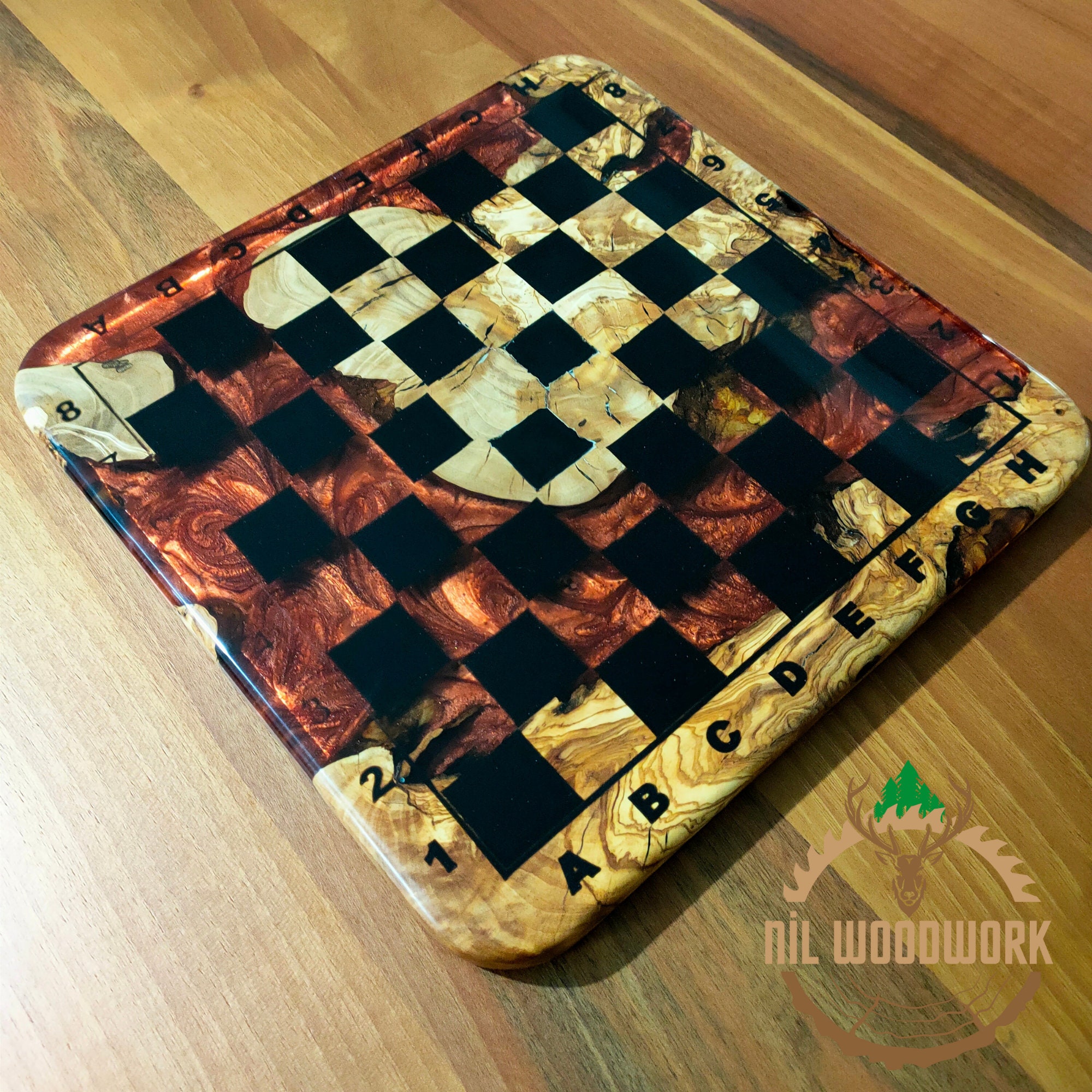 Made to Order Resin Chess Board Made of Olive Wood 3D Resin - Etsy