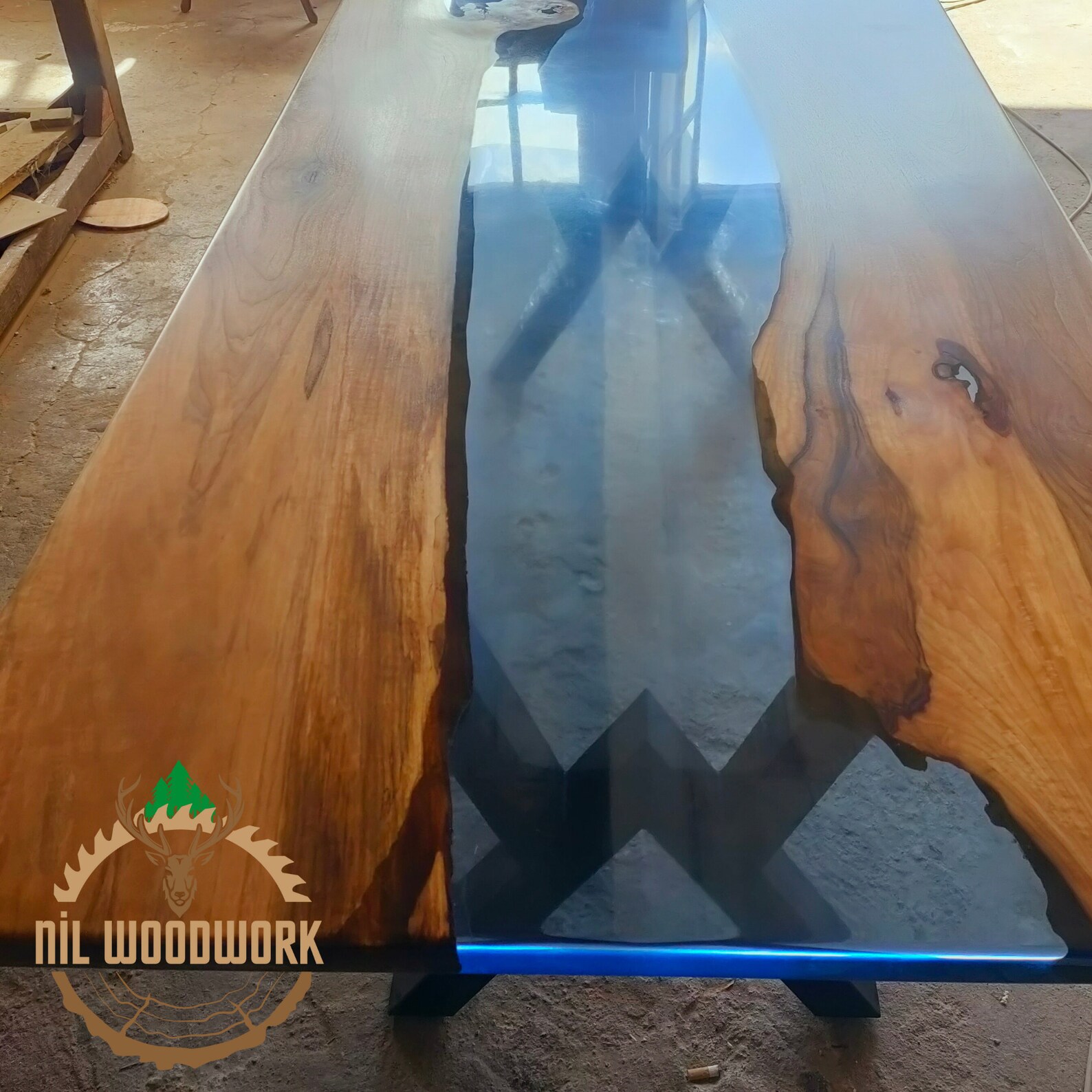 Personalized Walnut Table Made of Walnut Wood, Unique Walnut Epoxy ...