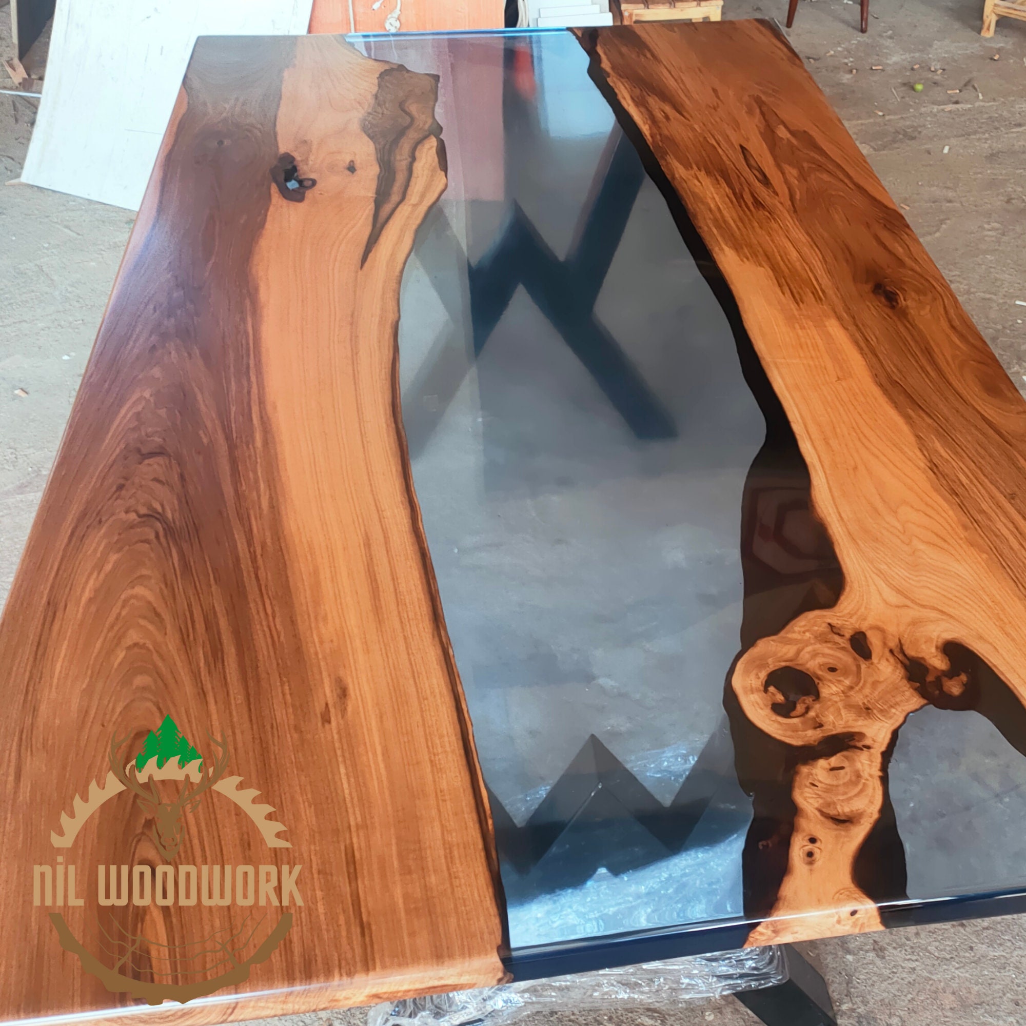 Personalized Walnut Table Made of Walnut Wood, Unique Walnut Epoxy ...