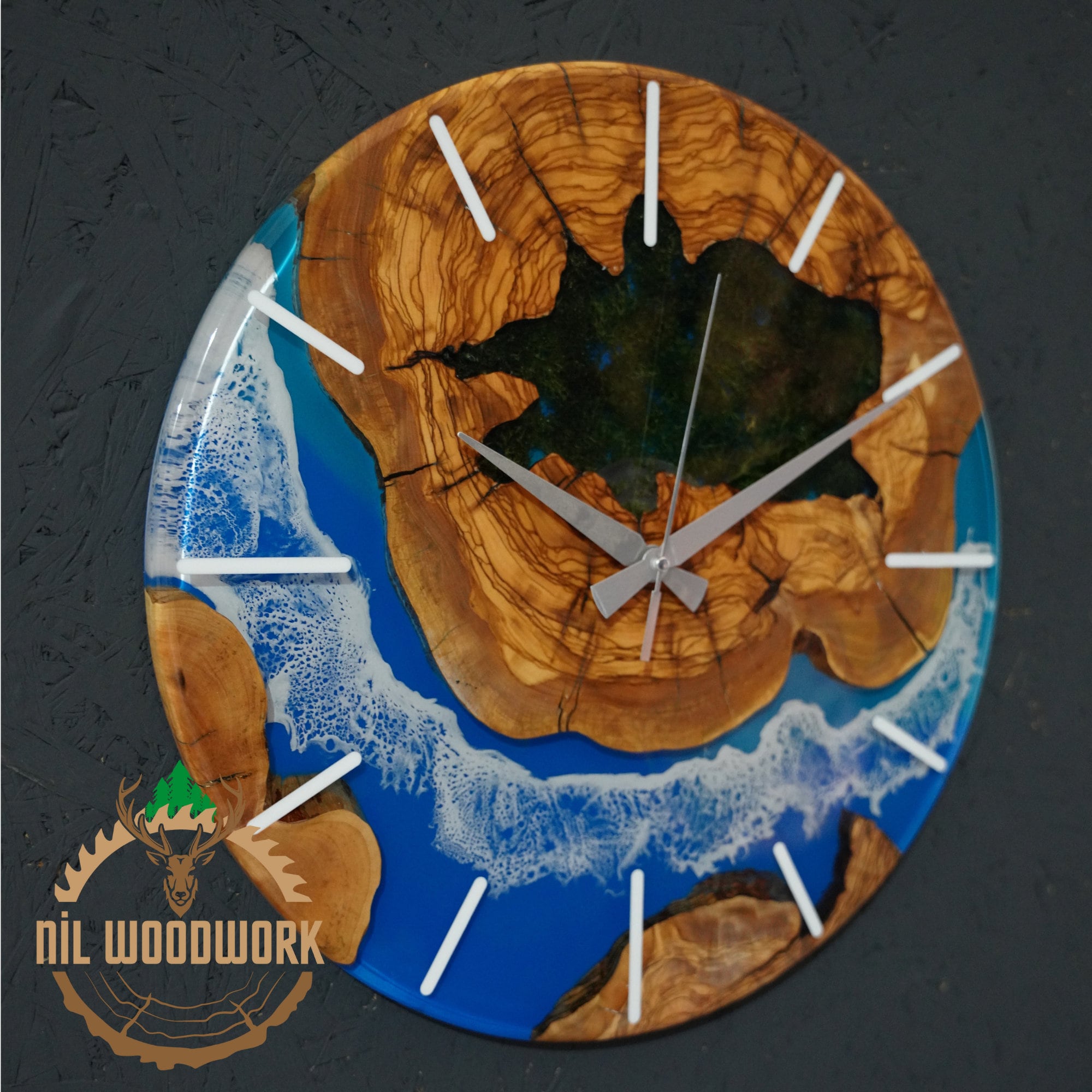 Wall Clock Made of Olive Wood 16'' Wall Clock Fully Handmade Unique ...