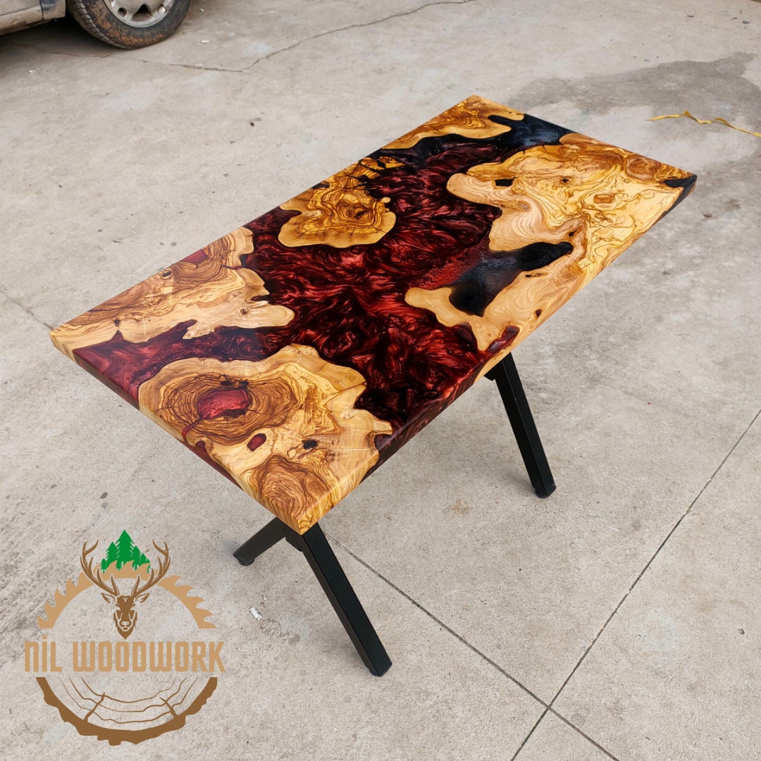 Personalized Design Resin Table, Unique Wooden Resin Table for Dining ...