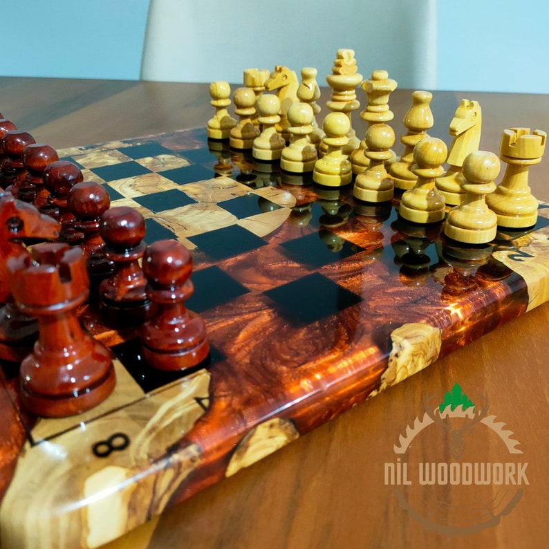Handmade Olive Wood Resin Chess Set: Modern Luxury Chessboard - Etsy