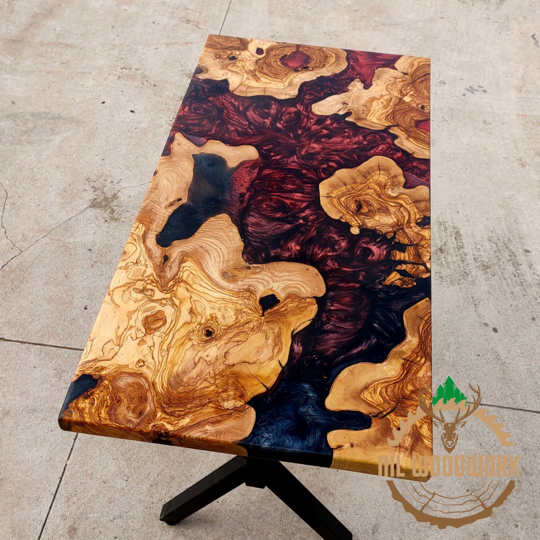 Personalized Design Resin Table, Unique Wooden Resin Table for Dining ...
