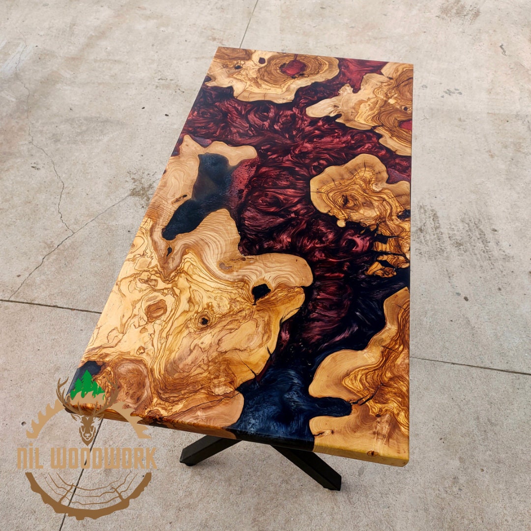 Personalized Design Resin Table, Unique Wooden Resin Table for Dining ...