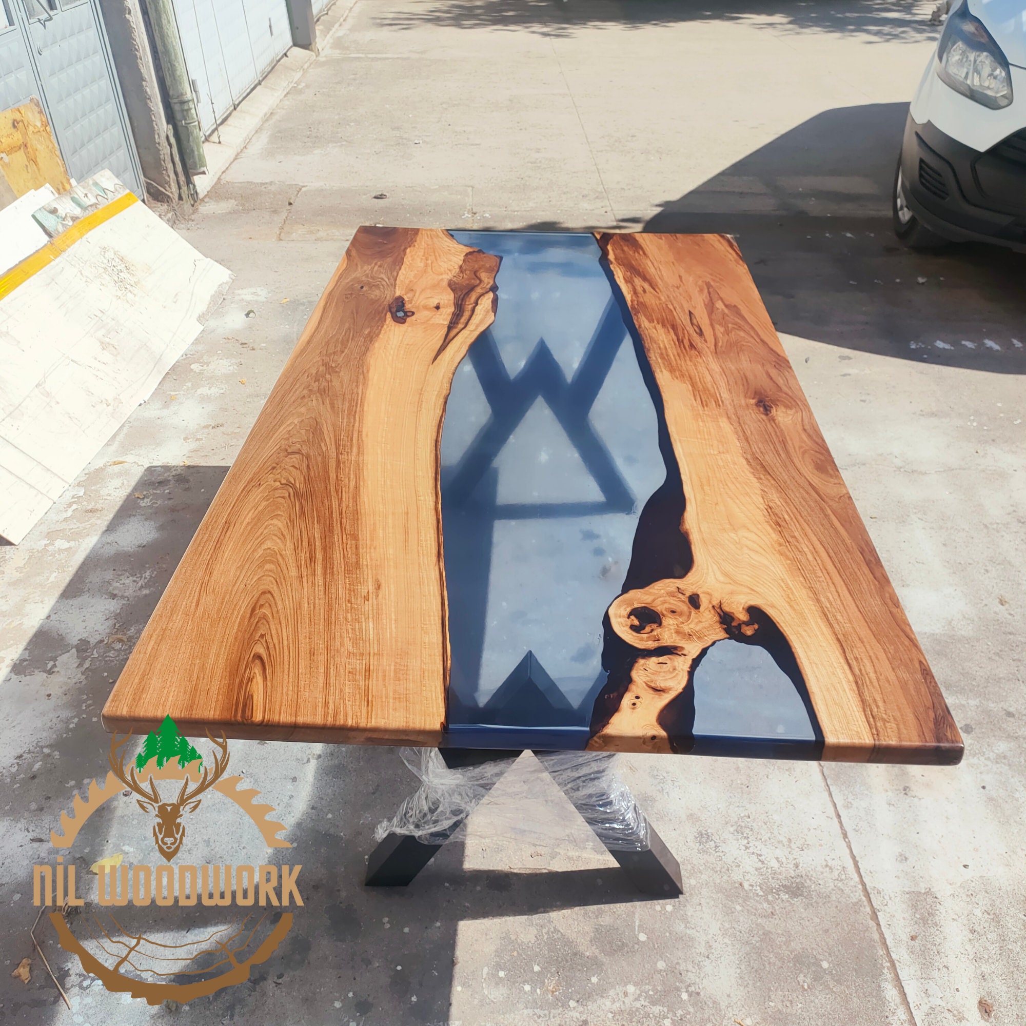 Personalized Walnut Table Made of Walnut Wood, Unique Walnut Epoxy ...