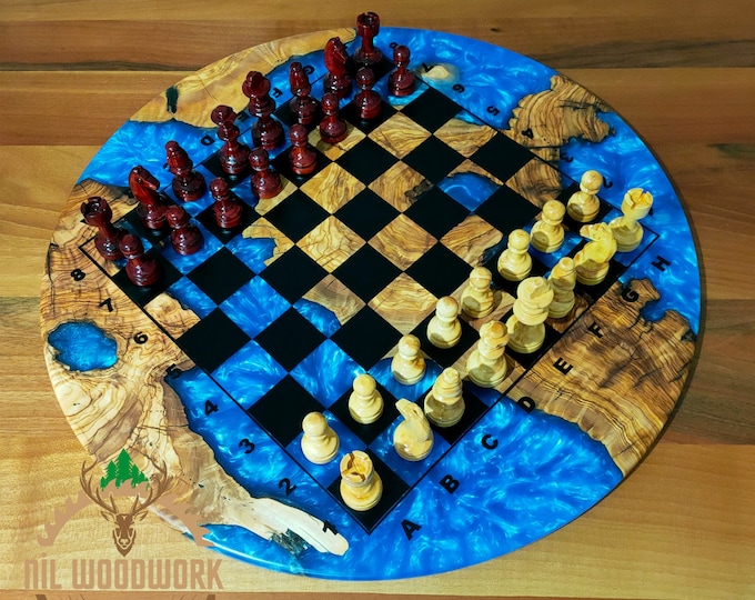 Custom Chess Board, Unique Chess Sets, Resin Chessboard Made of Elm ...