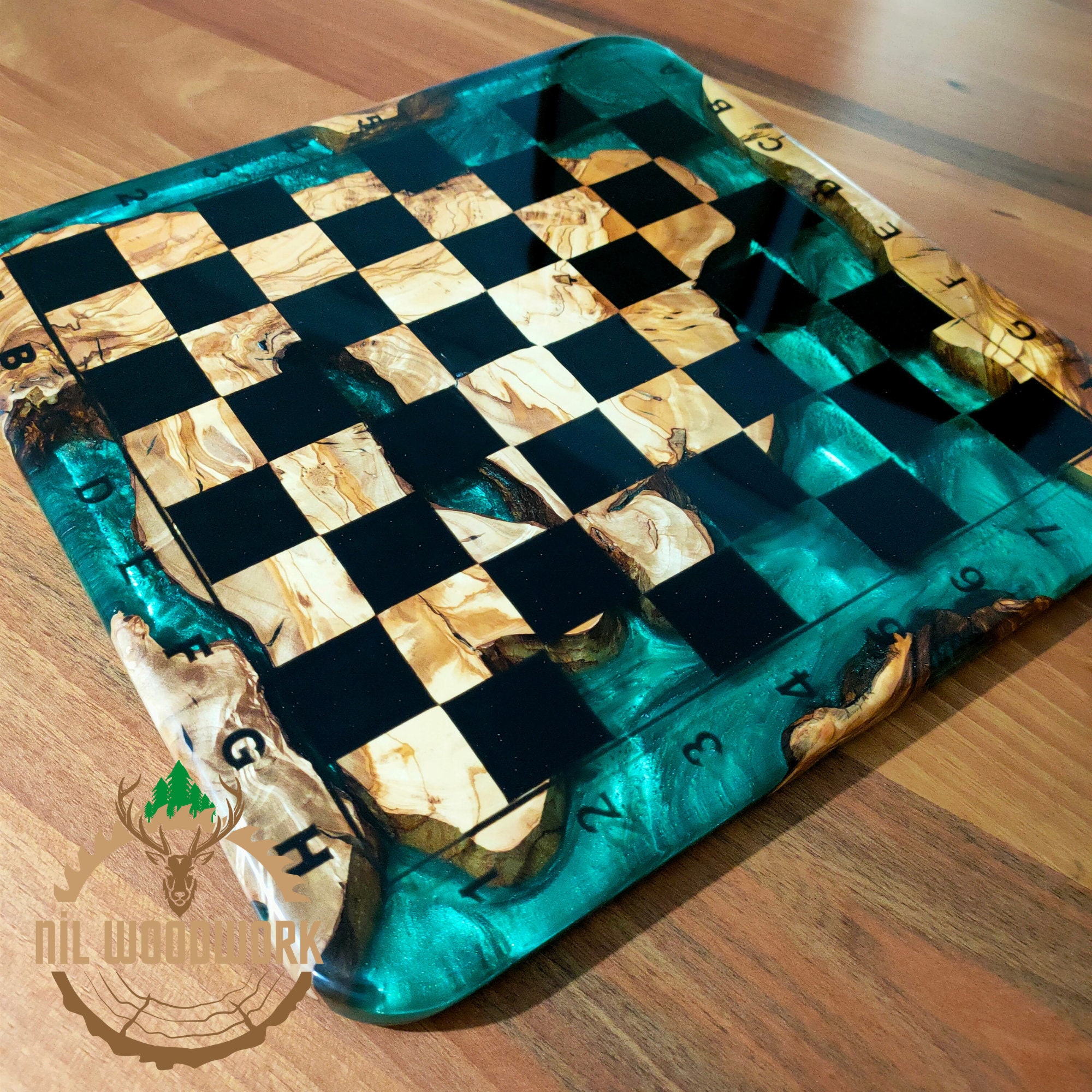 Made to Order Resin Chess Board Made of Olive Wood 3D Resin - Etsy