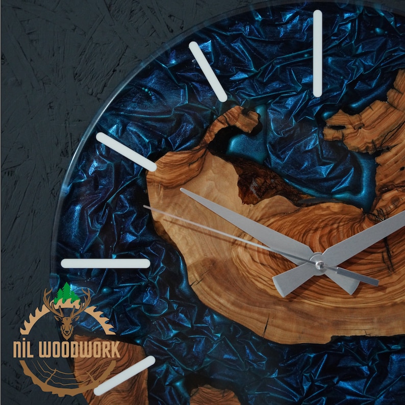 Olive Wood Epoxy Clock 14 Wood Wall Clock - Etsy