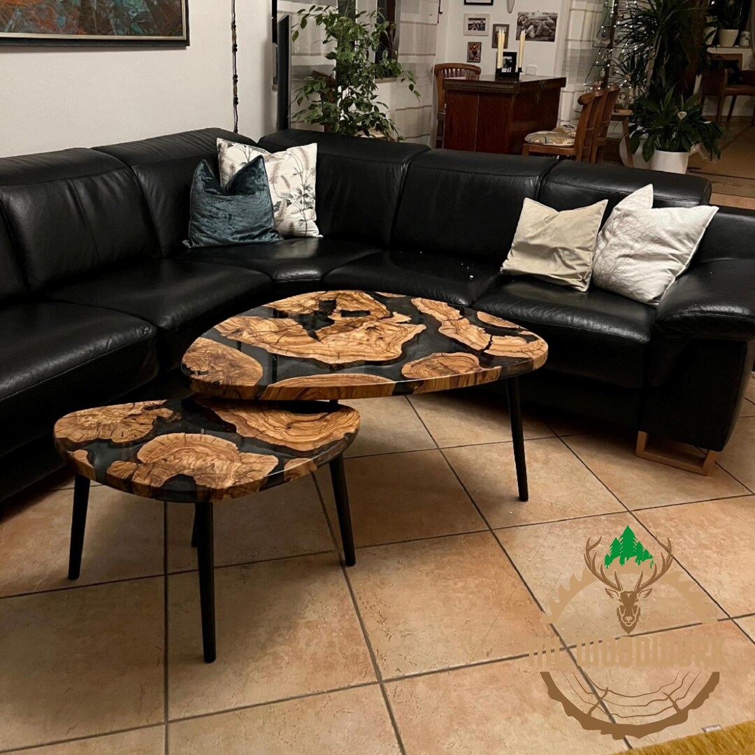Custom Olive Wood Epoxy Coffee Table: Rustic Modern Sofa Table - Etsy