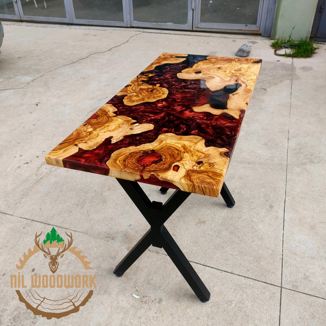 Personalized Design Resin Table, Unique Wooden Resin Table for Dining ...