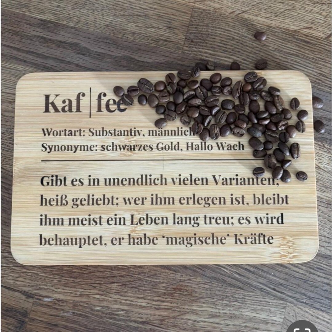 Bamboo Board Breakfast Board Coffee Meaning of Coffee Duden - Etsy