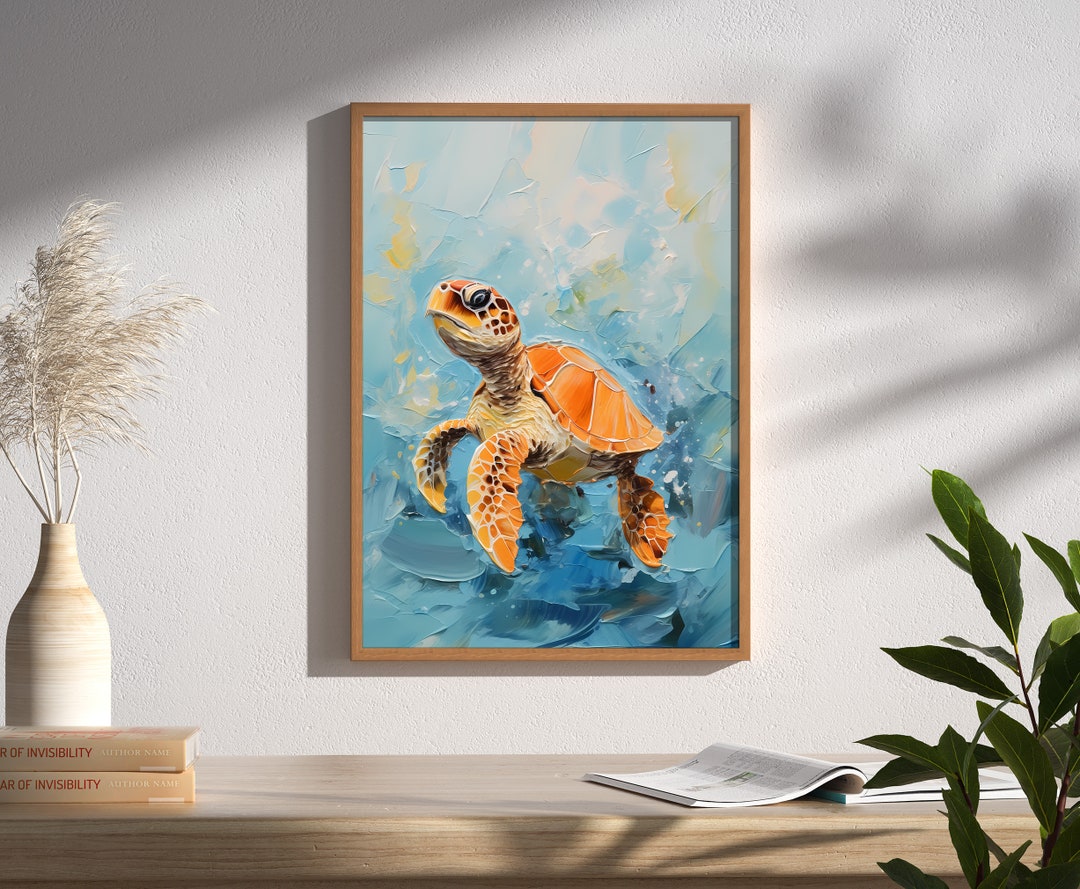 Sea Turtle Poster, Nursery Wall Art, Marine Life Decor, Turtle Print ...
