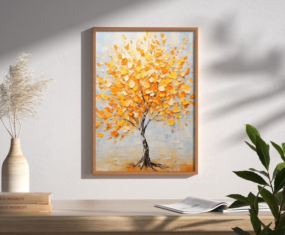 Autumn Tree Wall Art - Abstract Oil Painting Poster - Abstract Art ...