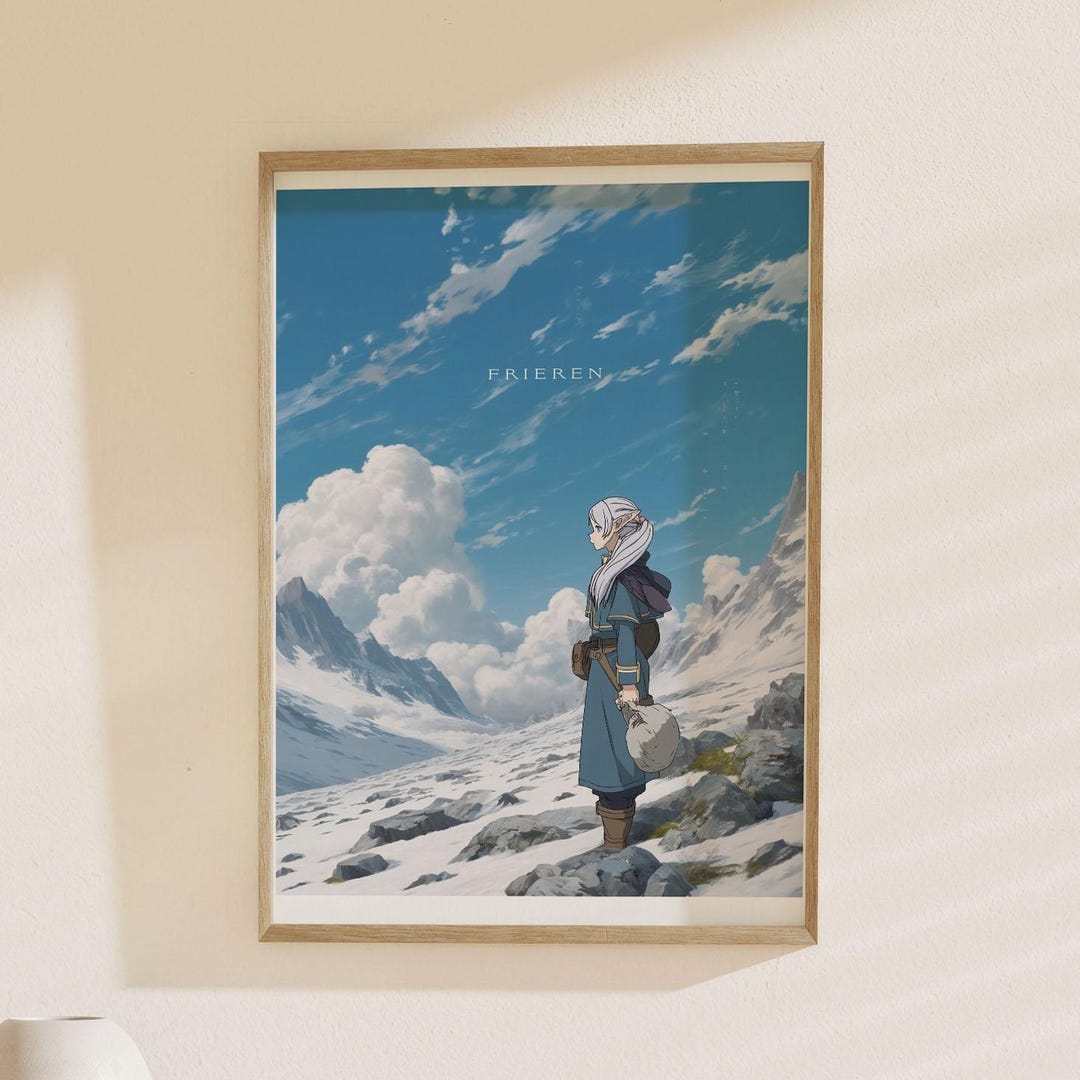 Frieren Anime Adventure Poster: Epic Fantasy Journey Landscape Art ...