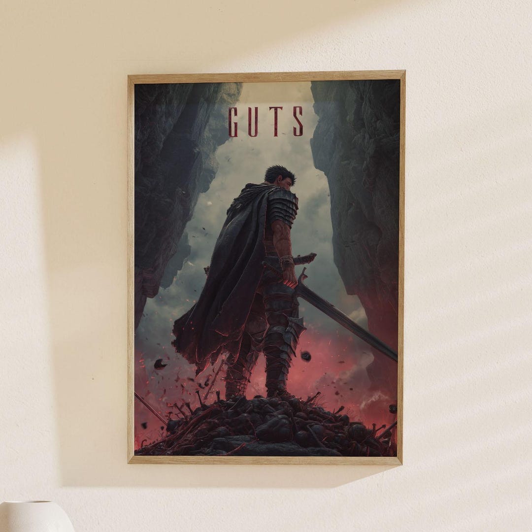 Berserk Guts Dark Fantasy Manga Poster: Epic Battle Scene Art Print for ...