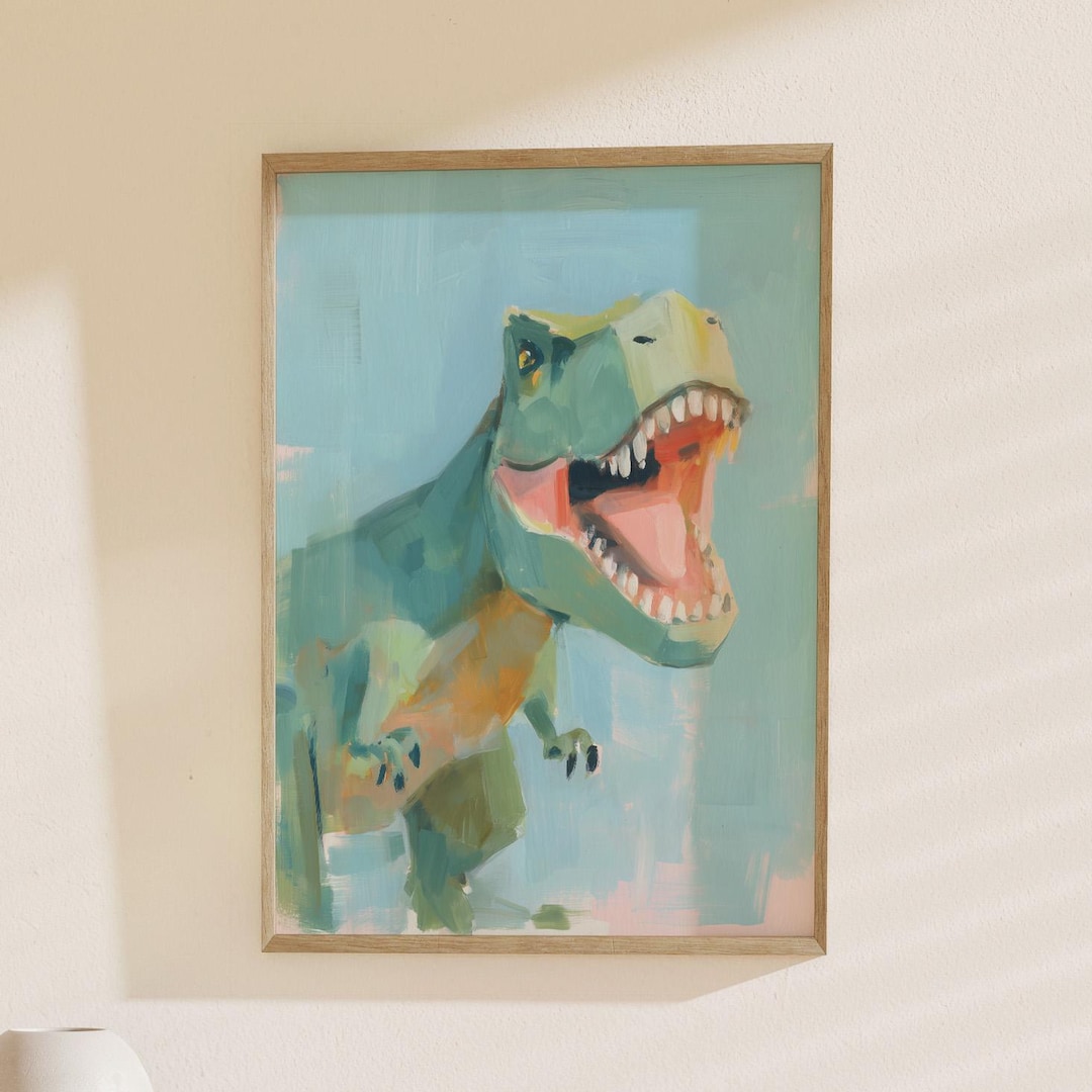 T-rex Dinosaur Art, Roaring Prehistoric Print: Dinosaur Poster ...