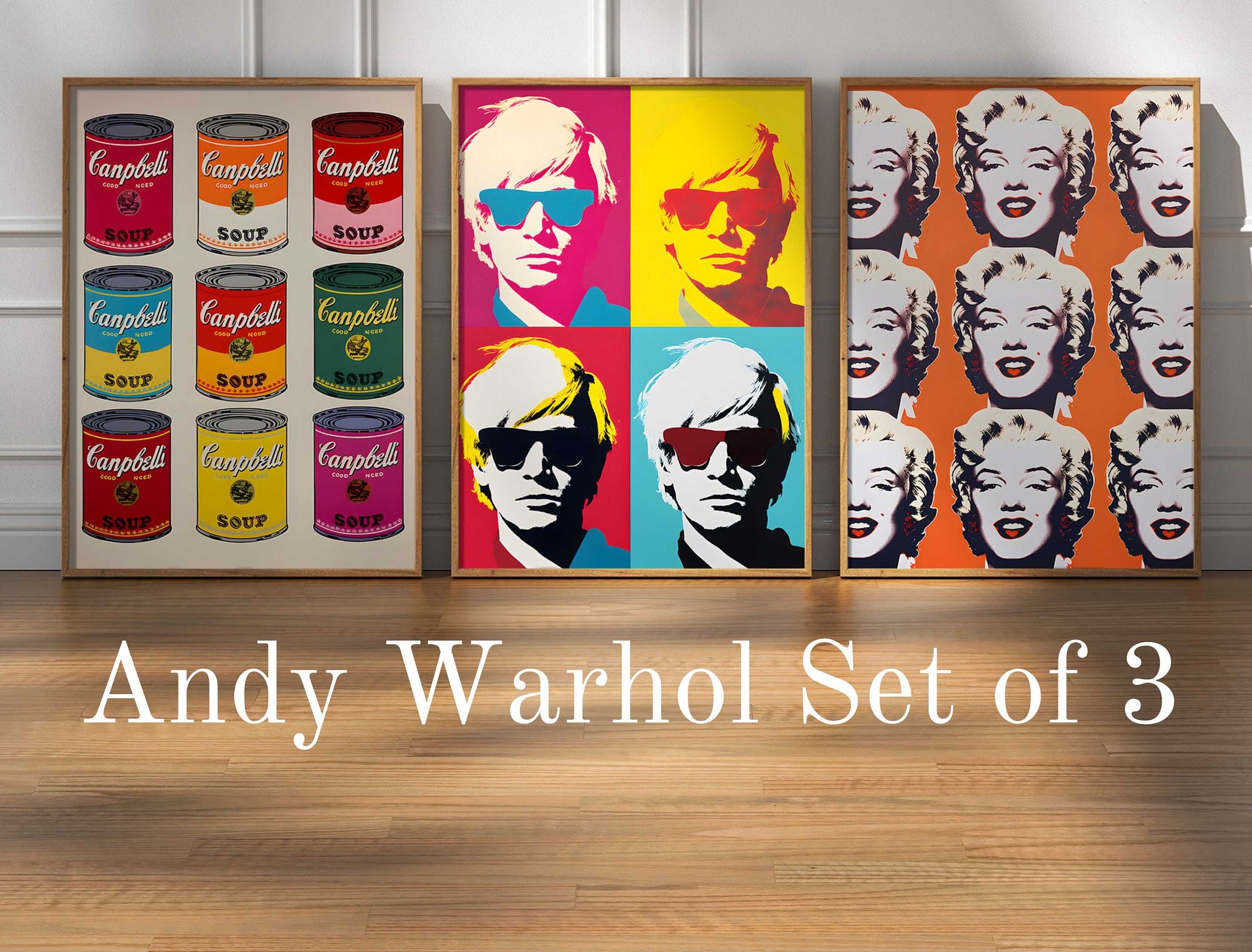 Warhol Set of 3 Prints, Warhol Printable Download, Abstract Art Print, Andy Warhol Poster ...