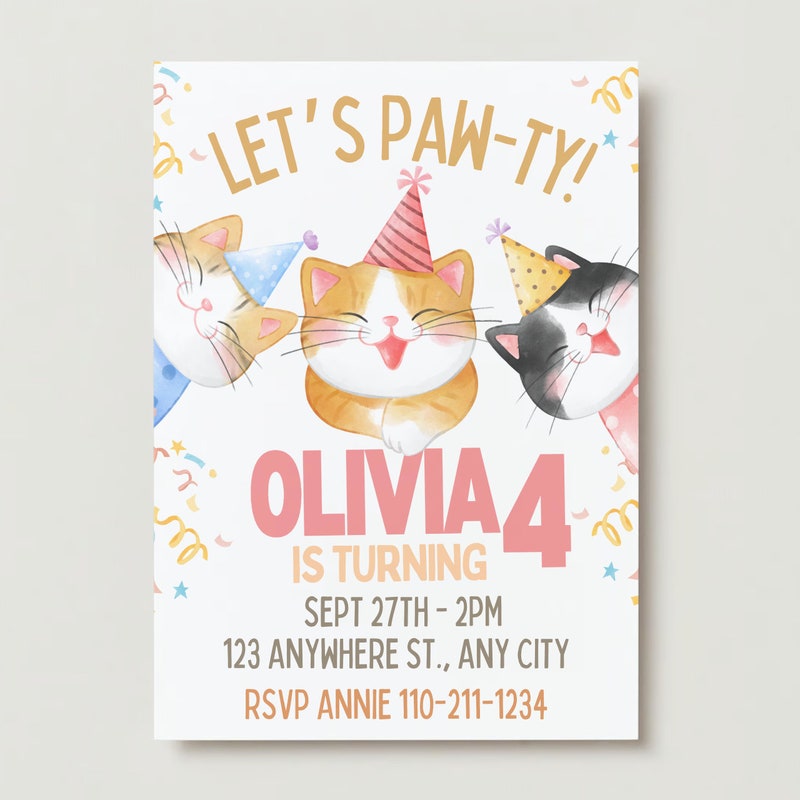 Cat Invitation - Etsy
