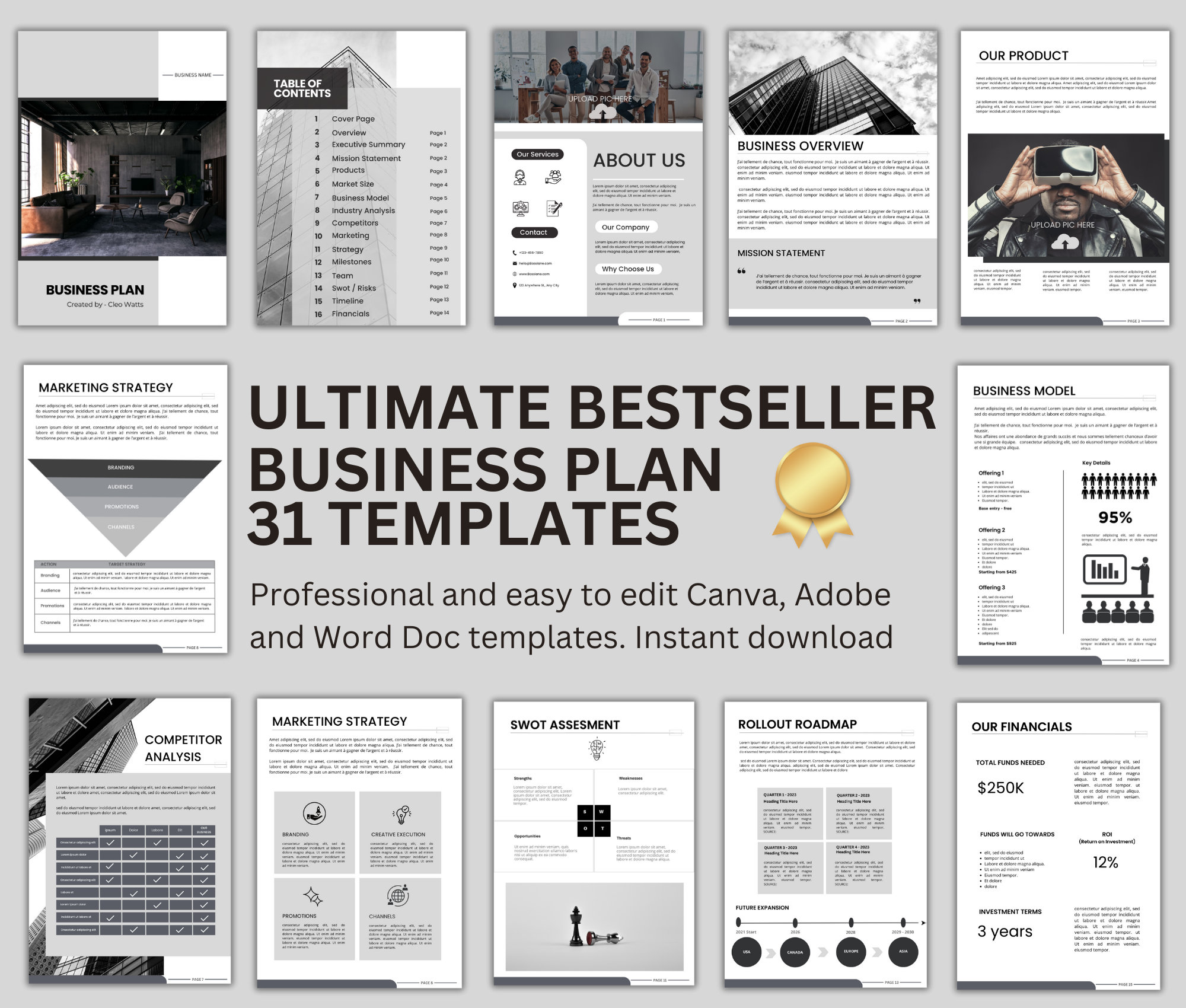 Business Plan I Pitch Deck Template | Word, Canva & Adobe Indesign ...