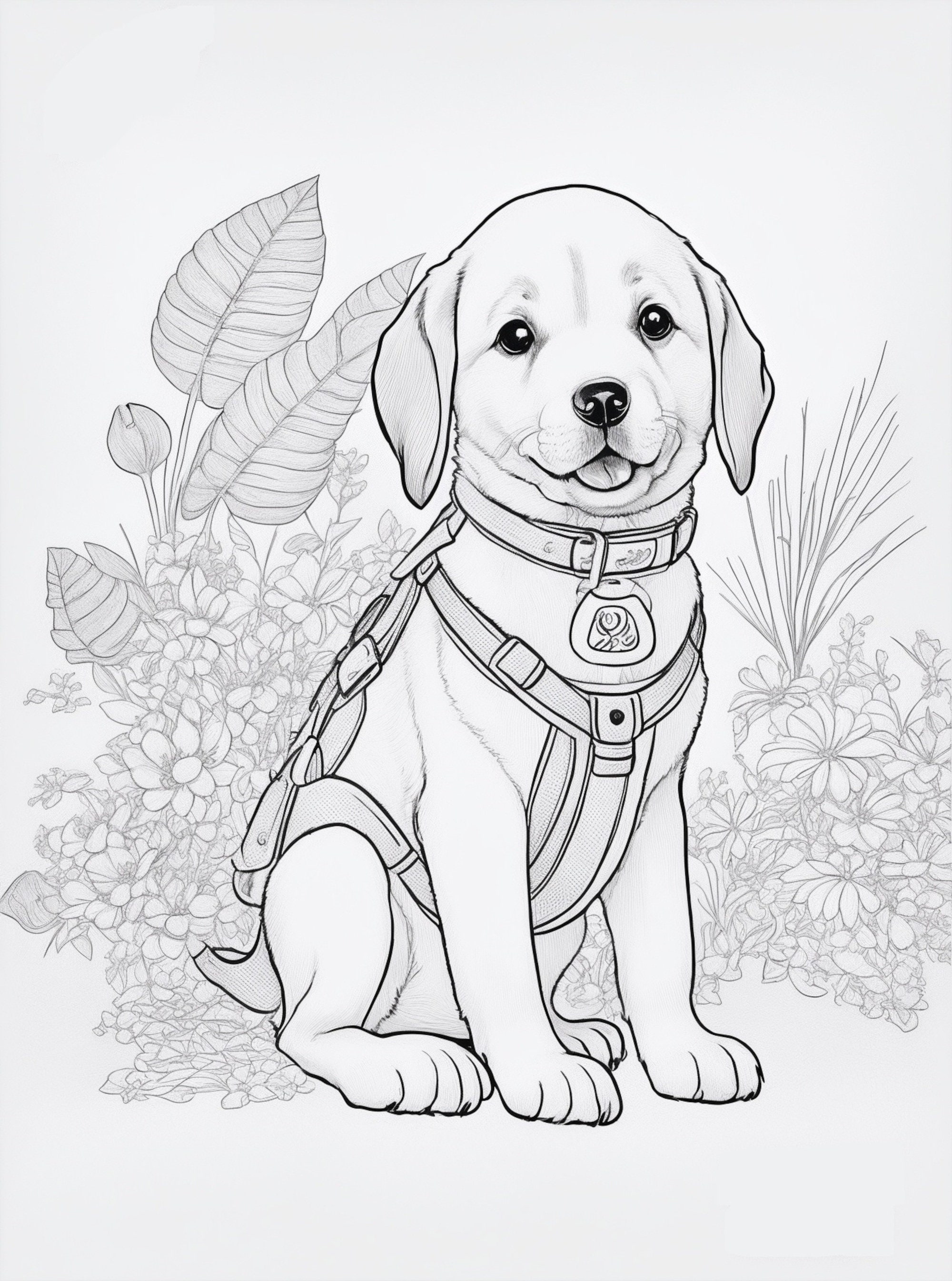 Dogs Walk at Park in Coloring Page, Adults + Kids- Instant Download ...