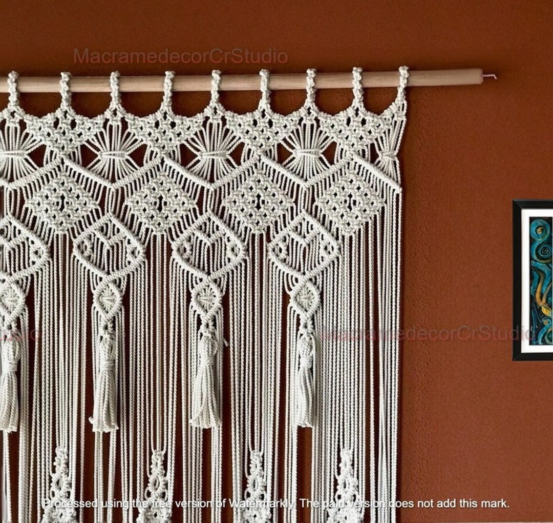 Macrame Window Curtain, Macrame Leaf Window Curtain, Window Treatment ...