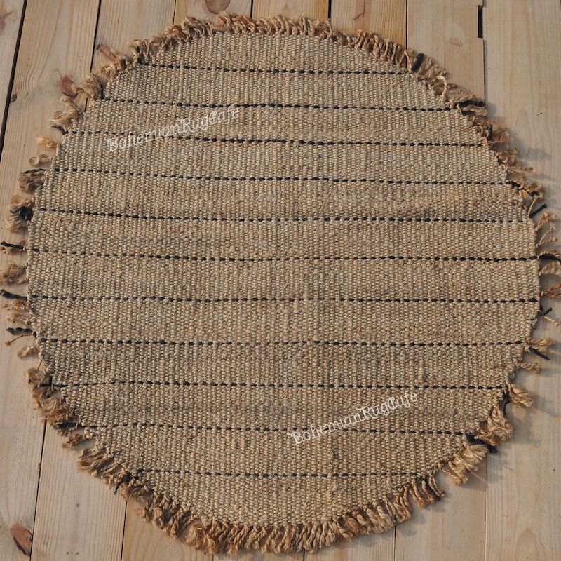 Half Round Black Jute Rug - Etsy