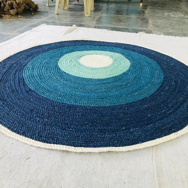 Blue Round Rug - Etsy