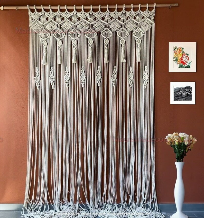 Macrame Window Curtain Macrame Leaf Window Curtain Window - Etsy
