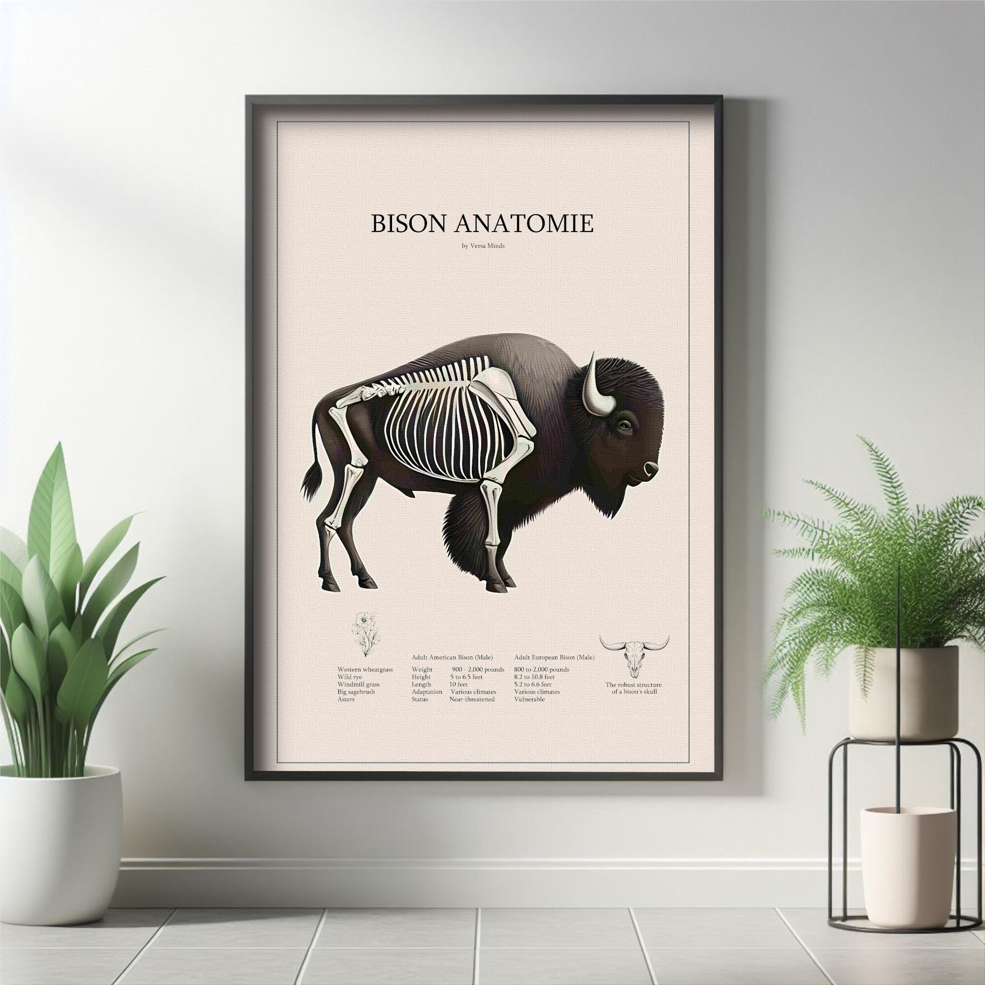 Bison Outline Wall Art - Minimalist Bison Print - Instant Download - Etsy