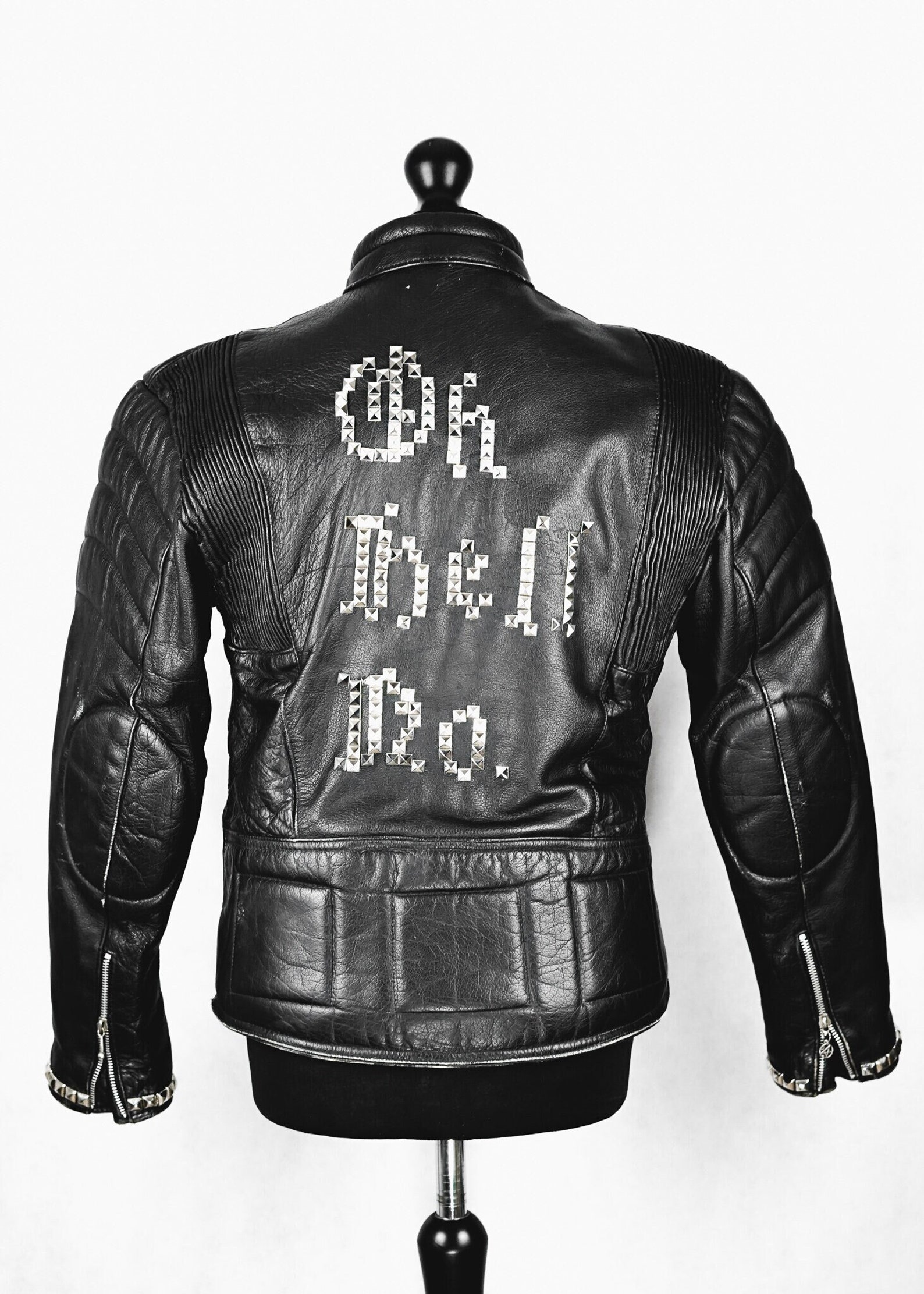 Vintage Leather Moto Motorcycle Jacket With Studded Text OH HELL NO ...
