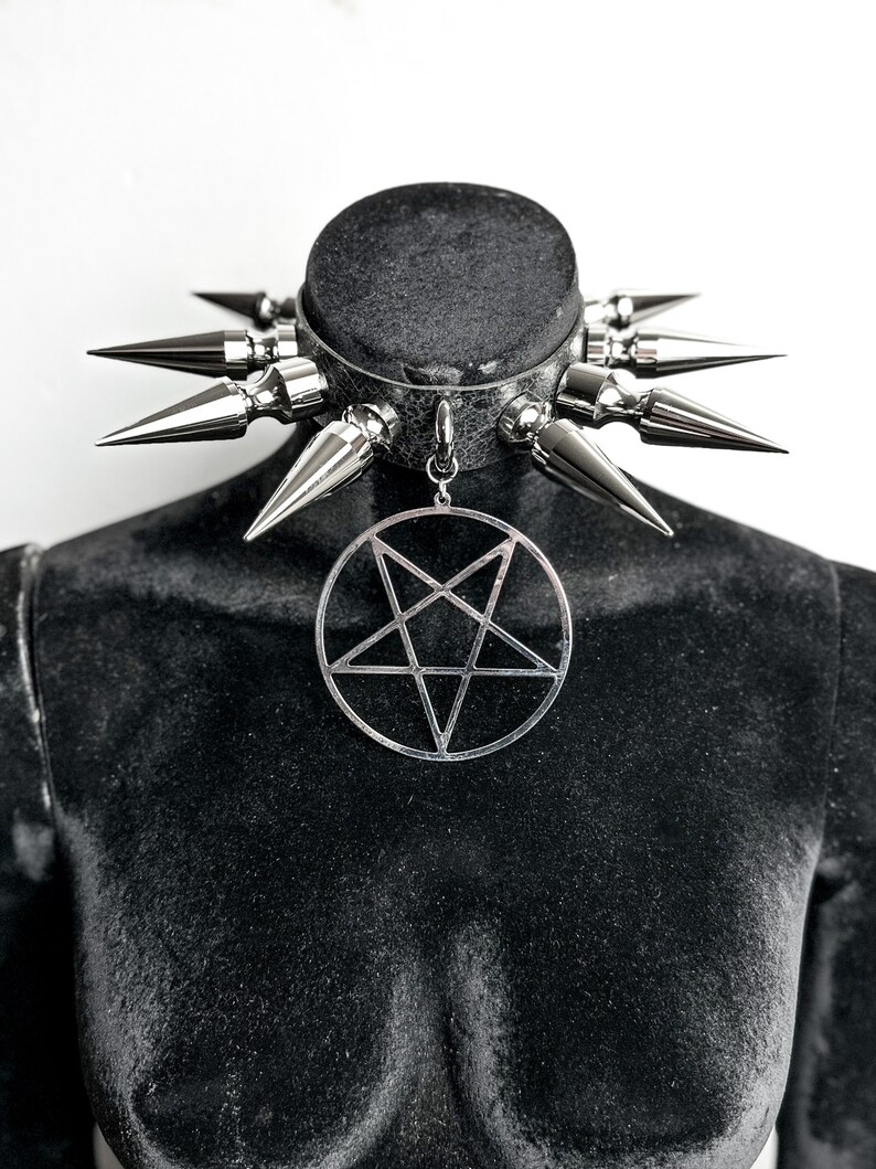 1of1 Handmade Spiked Choker in Recycled Leather Goth, Punk, Witch, Rave ...