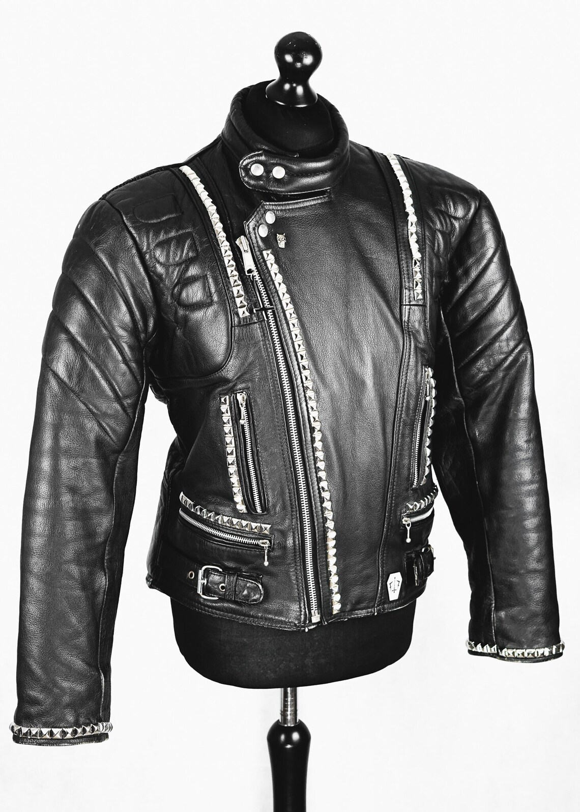 Vintage Leather Moto Motorcycle Jacket With Studded Text OH HELL NO ...