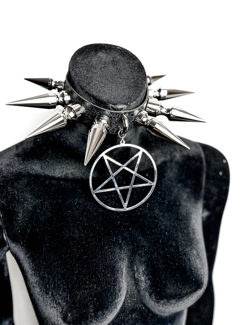 1of1 Handmade Spiked Choker in Recycled Leather Goth, Punk, Witch, Rave ...
