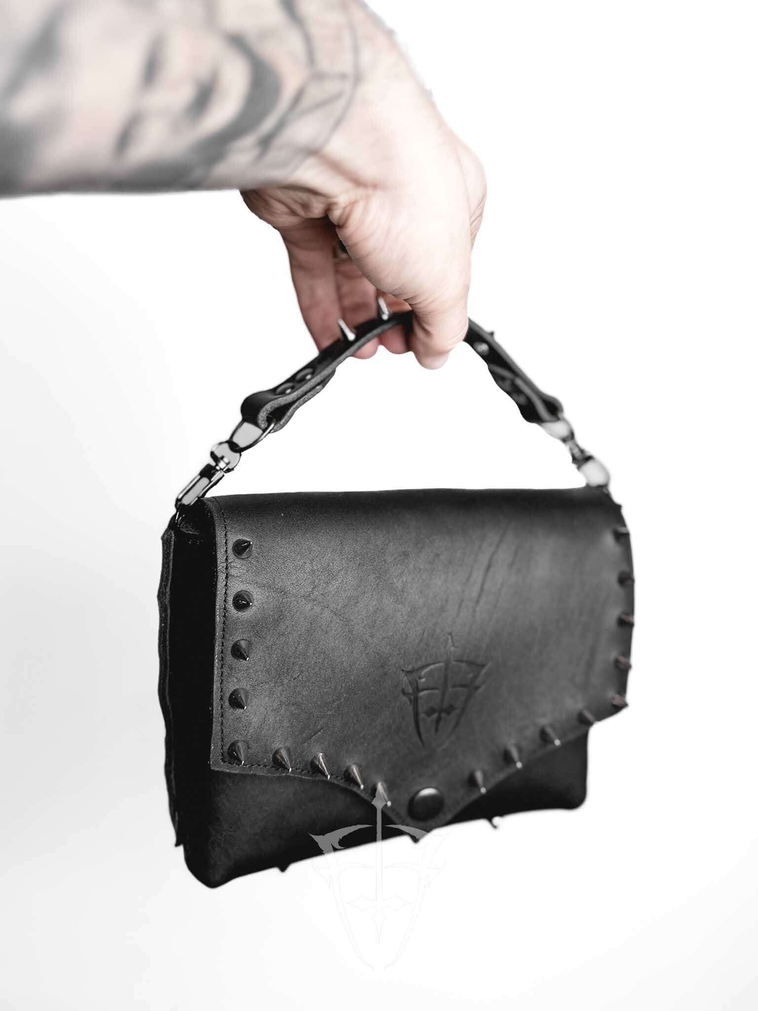 1of1 Handmade Leather Handbag / Clutch Goth, Punk, Witch, Rave, Burning ...