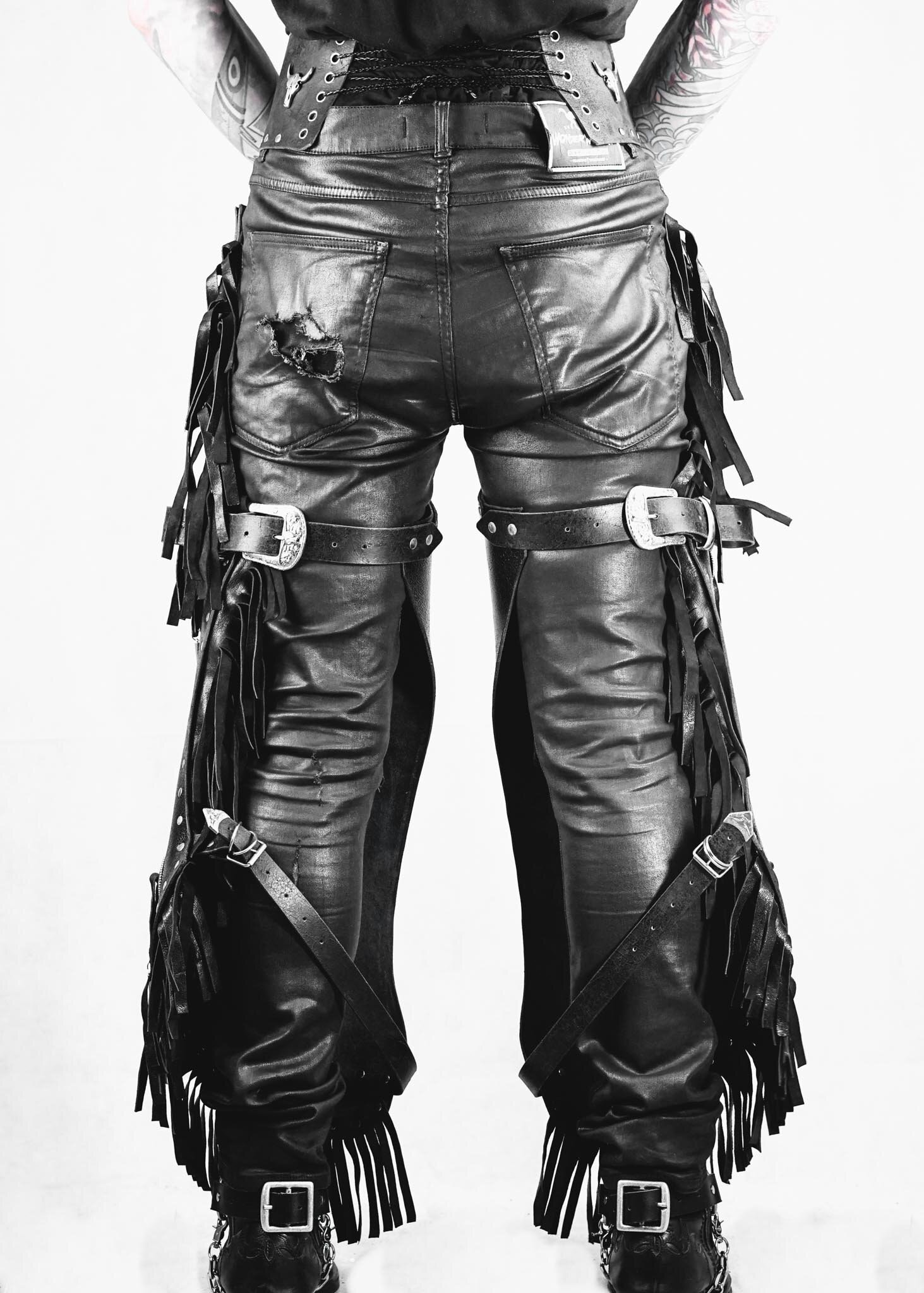 1of1 Handmade Tassel Shotgun Chaps in Recycled Leather Goth, Punk ...