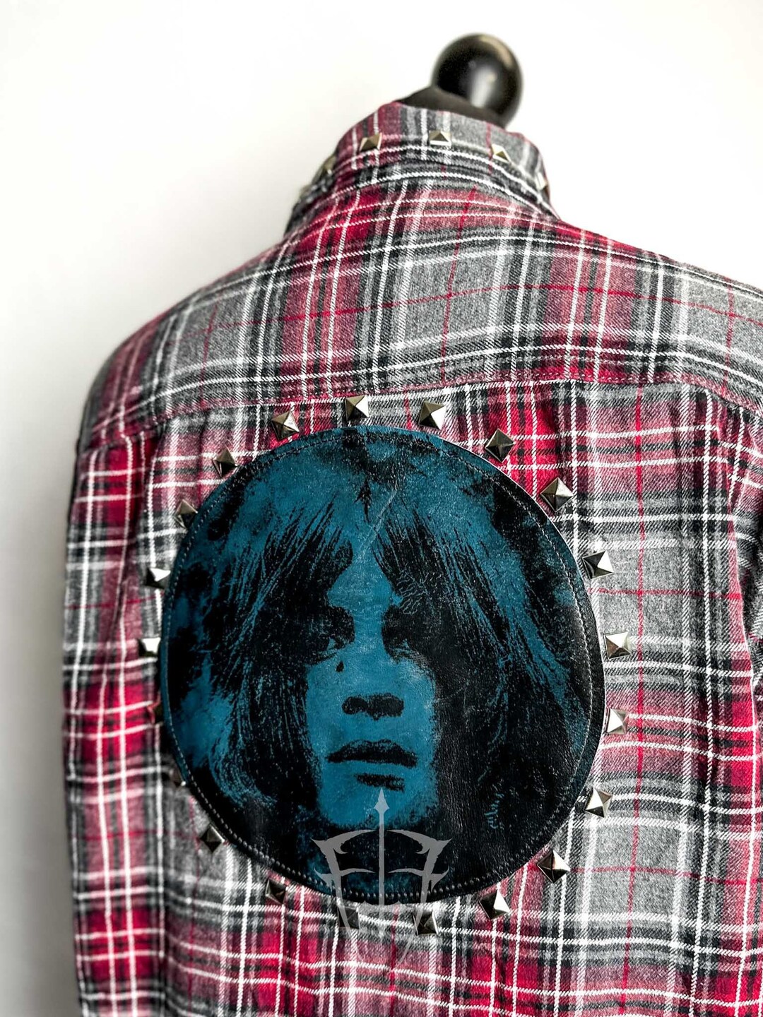 Vintage Red & Blue Flannel Shirt With Unique Gel-printed 70s Ozzy ...