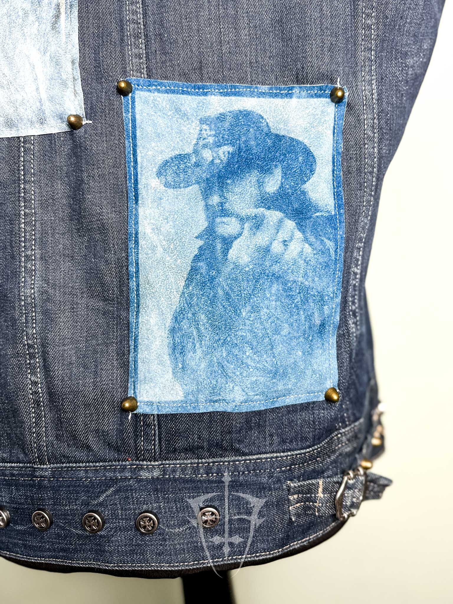 1of1 Custom Motorhead Denim Vest Cyanotype, Studded Rock, Metal, Heavy ...