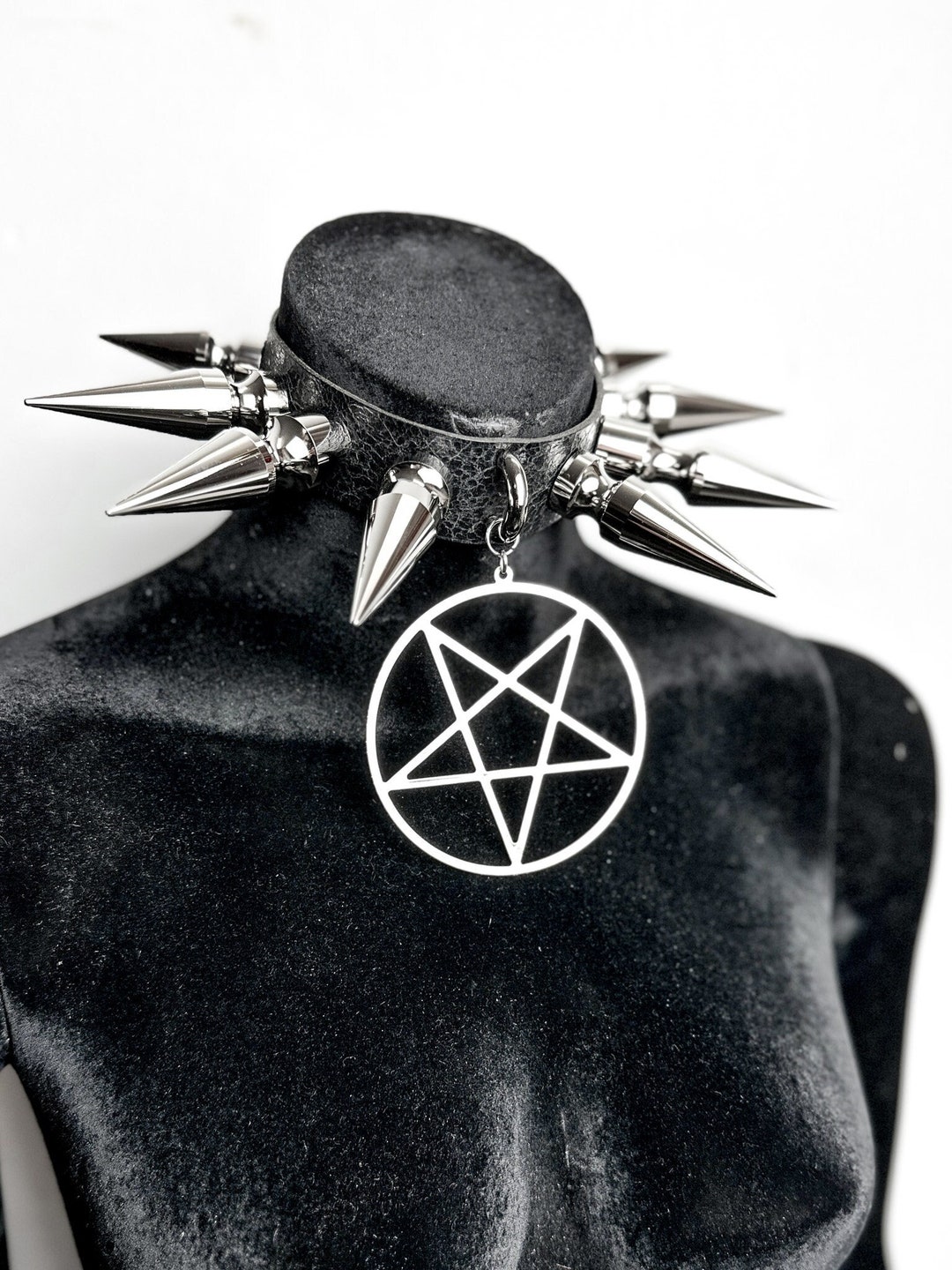 1of1 Handmade Spiked Choker in Recycled Leather Goth, Punk, Witch, Rave ...