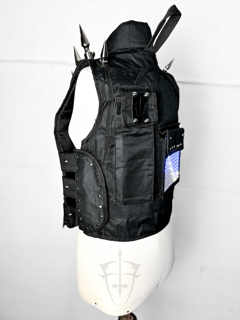 Custom Black TACTICAL VEST Airsoft / Stagewear With LED Light Panel ...