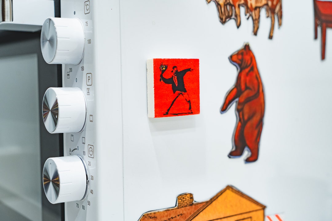 Banksy Stone Magnet, Fridge Magnet, Natural Stone Magnet, Banksy Art ...