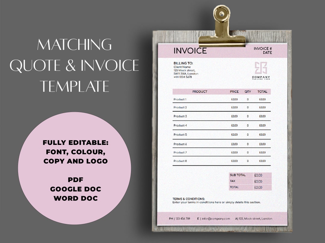 Editable Invoice Template Download, Modern and Professional. Invoice ...