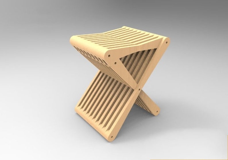 CNC CUTTING FILE Wooden Folding Stool, Cnc Stool, Laser Cut Files, Cnc ...