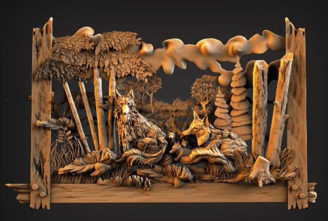 Modelo de relieve de lobo 3d Archivos de dibujo 3d stl dor - Etsy México