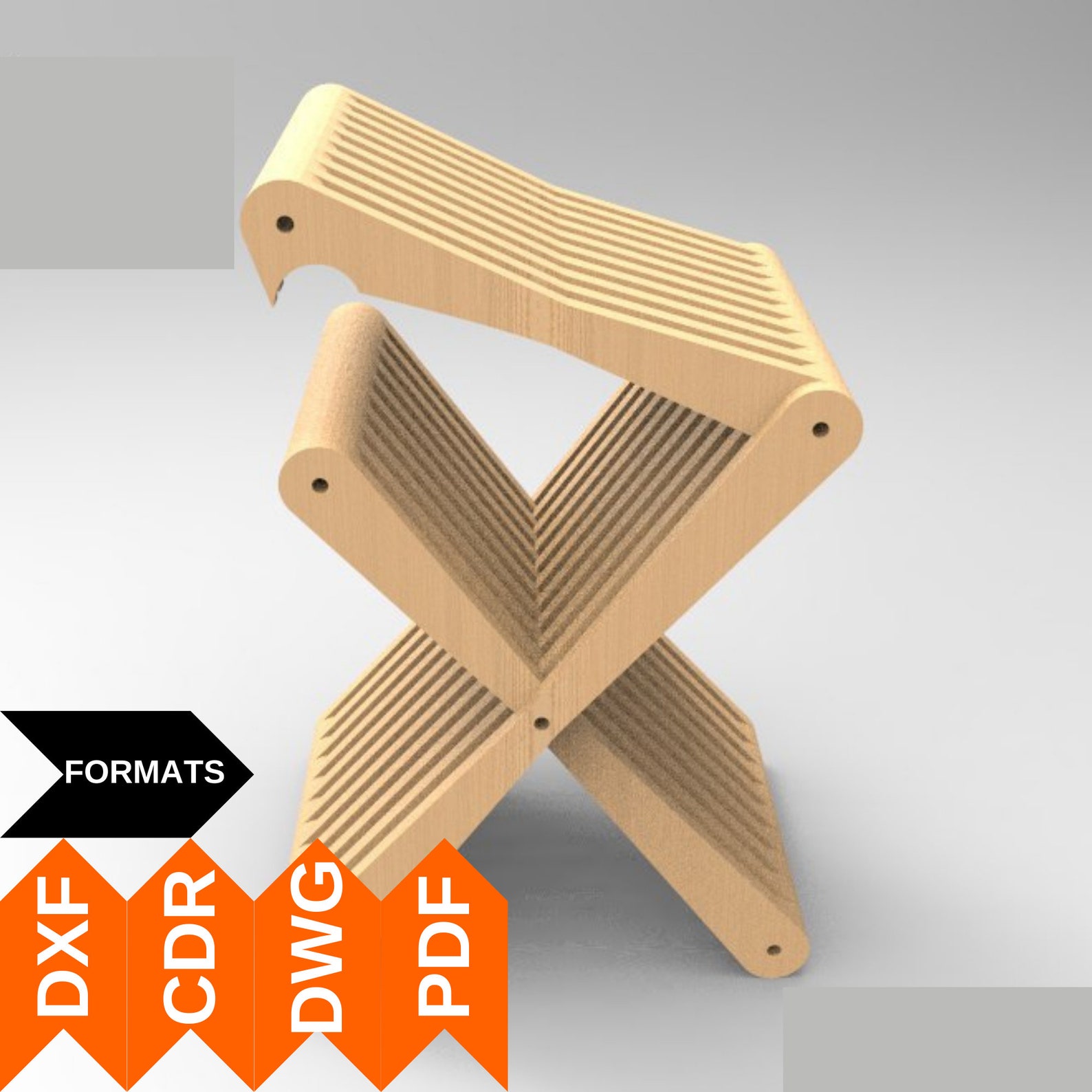 CNC CUTTING FILE Wooden Folding Stool, Cnc Stool, Laser Cut Files, Cnc ...