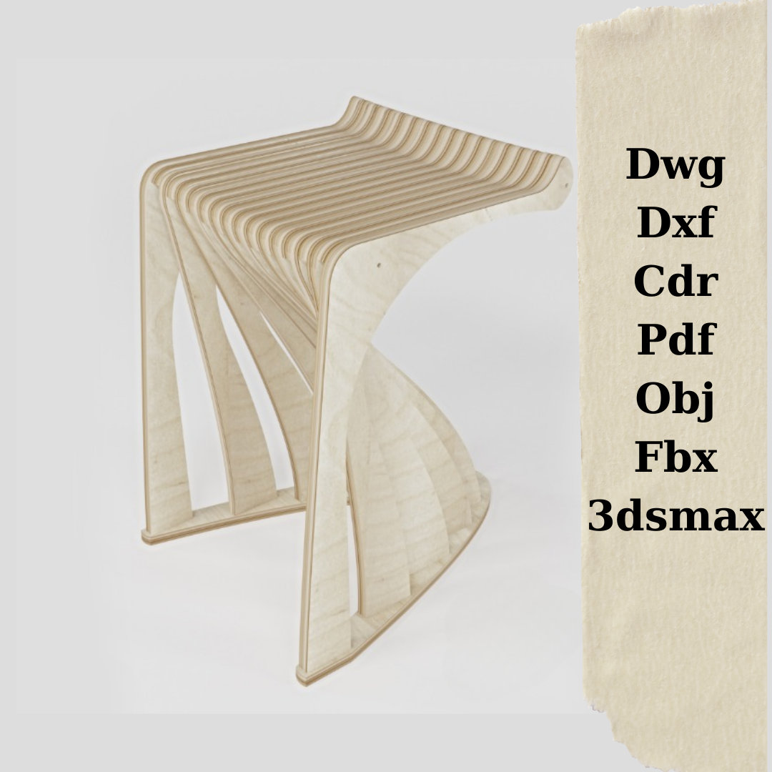 Parametric Desing,dxf Files for Cnc,cnc Router ,wood Bar Stool,parametric Model,parametric Bar ...