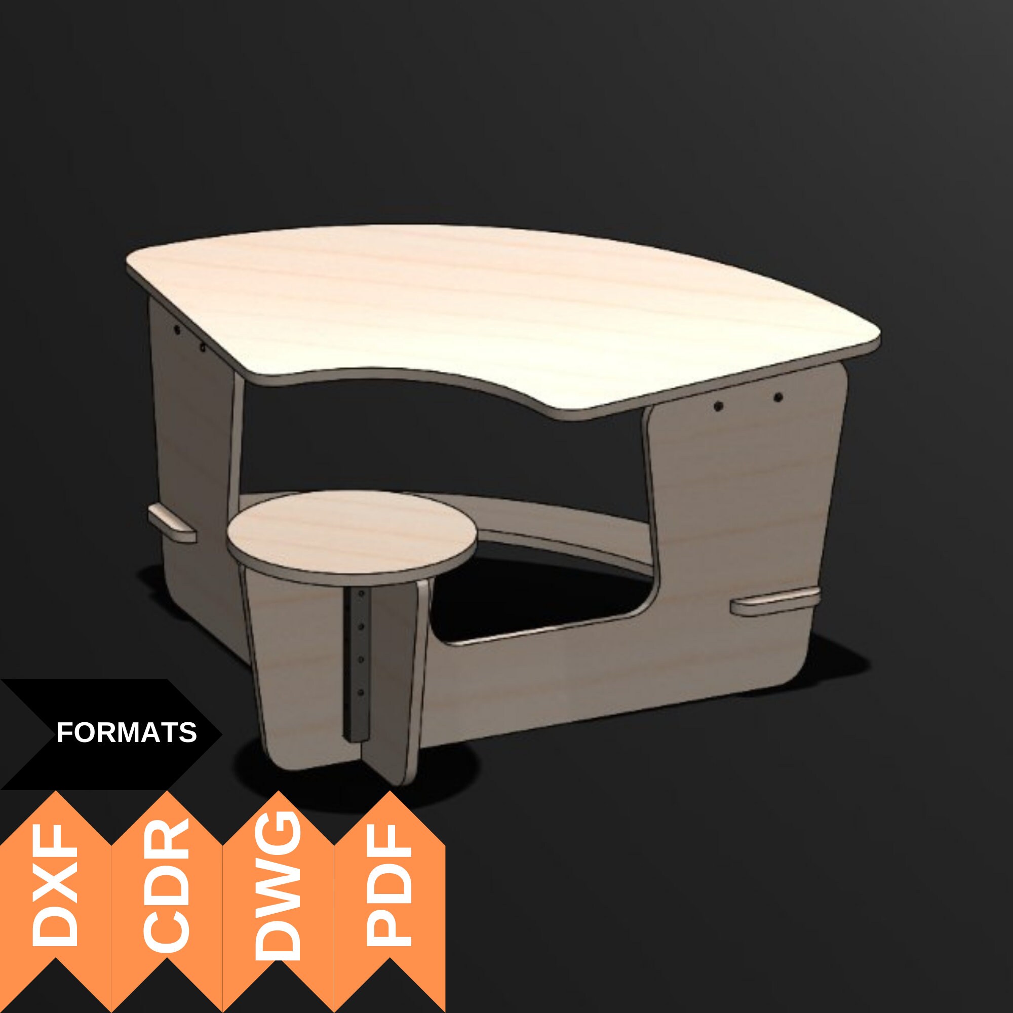 CNC CUTTING FILE Wooden Desk, Cnc Desk, Laser Cut Files, Cnc Files, Dxf ...