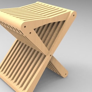 CNC CUTTING FILE Wooden Folding Stool, Cnc Stool, Laser Cut Files, Cnc ...