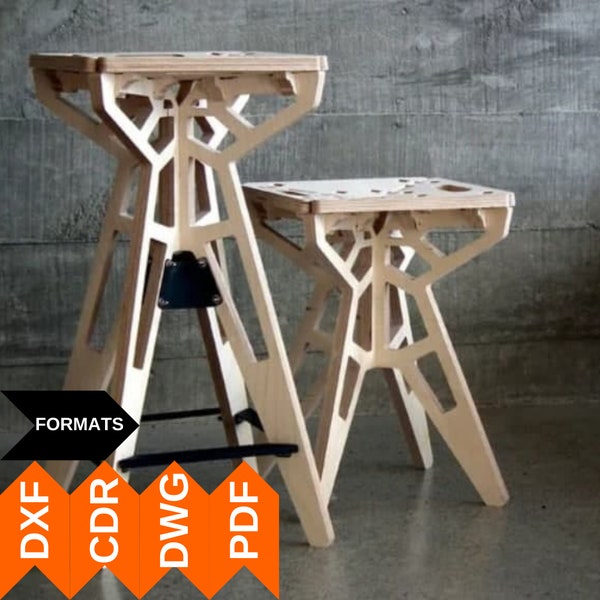 CNC CUTTING FILE Wooden Bar Stool, Cnc Stool, Laser Cut Files, Cnc ...