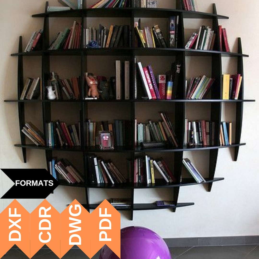 CNC CUTTING FILE Wooden Wall Bookshelf, Cnc Bookshelf, Laser Cut Files ...